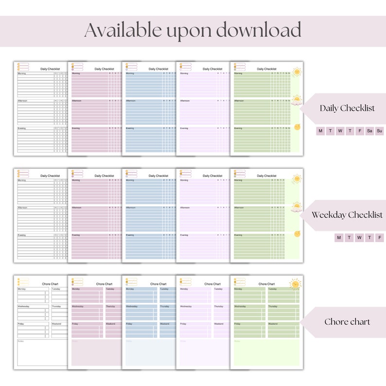 Editable Kid's Daily Checklist Weekly Chore Chart - Etsy