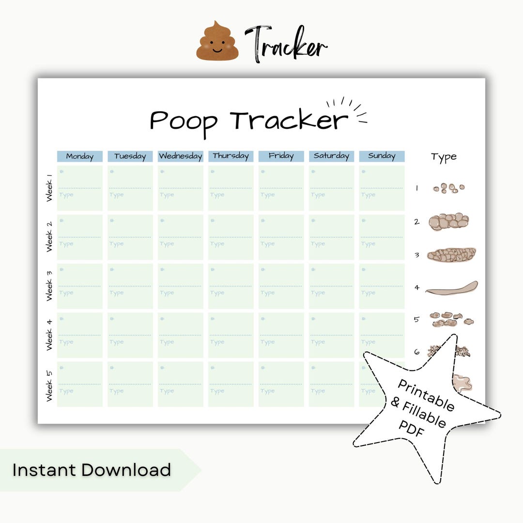 Poop Tracker | Printable & Fillable - Etsy