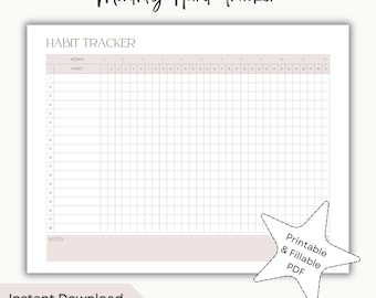 Monthly Habit Tracker, Printable A4 Letter Size, Instant Download ...