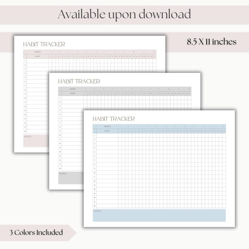 Monthly Habit Tracker | Printable & Fillable - Etsy