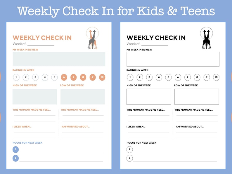 Weekly Check in for Kids & Teens | Journaling Tool for Students and ...