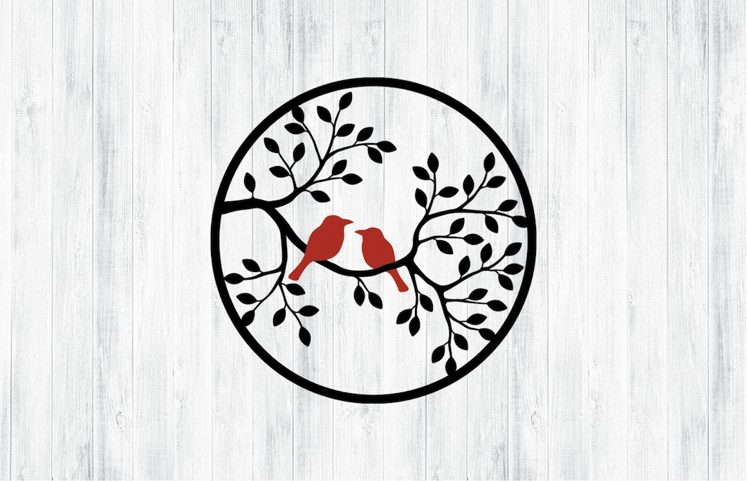 2 Birds Branch Tree SVG PNG for Cricut and Silhouette, Birds Scrapbook ...