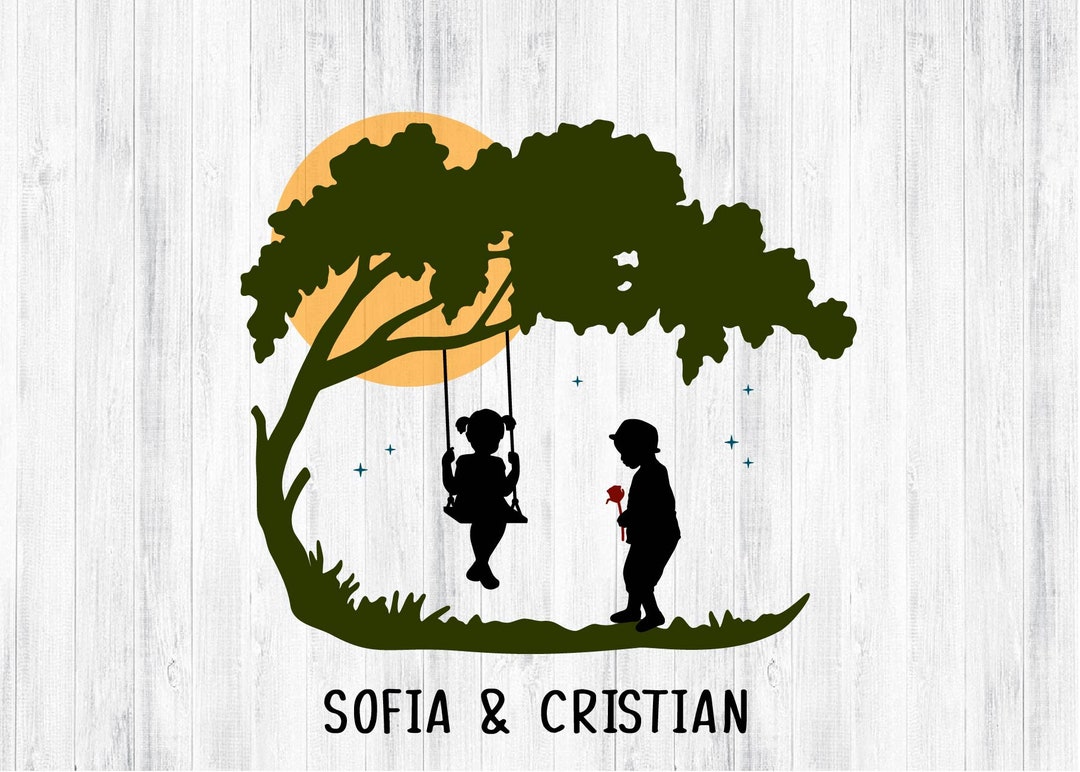 Boy and Girl on a Swing Svg, Swing Tree Svg, Brother Sister Swing Svg ...