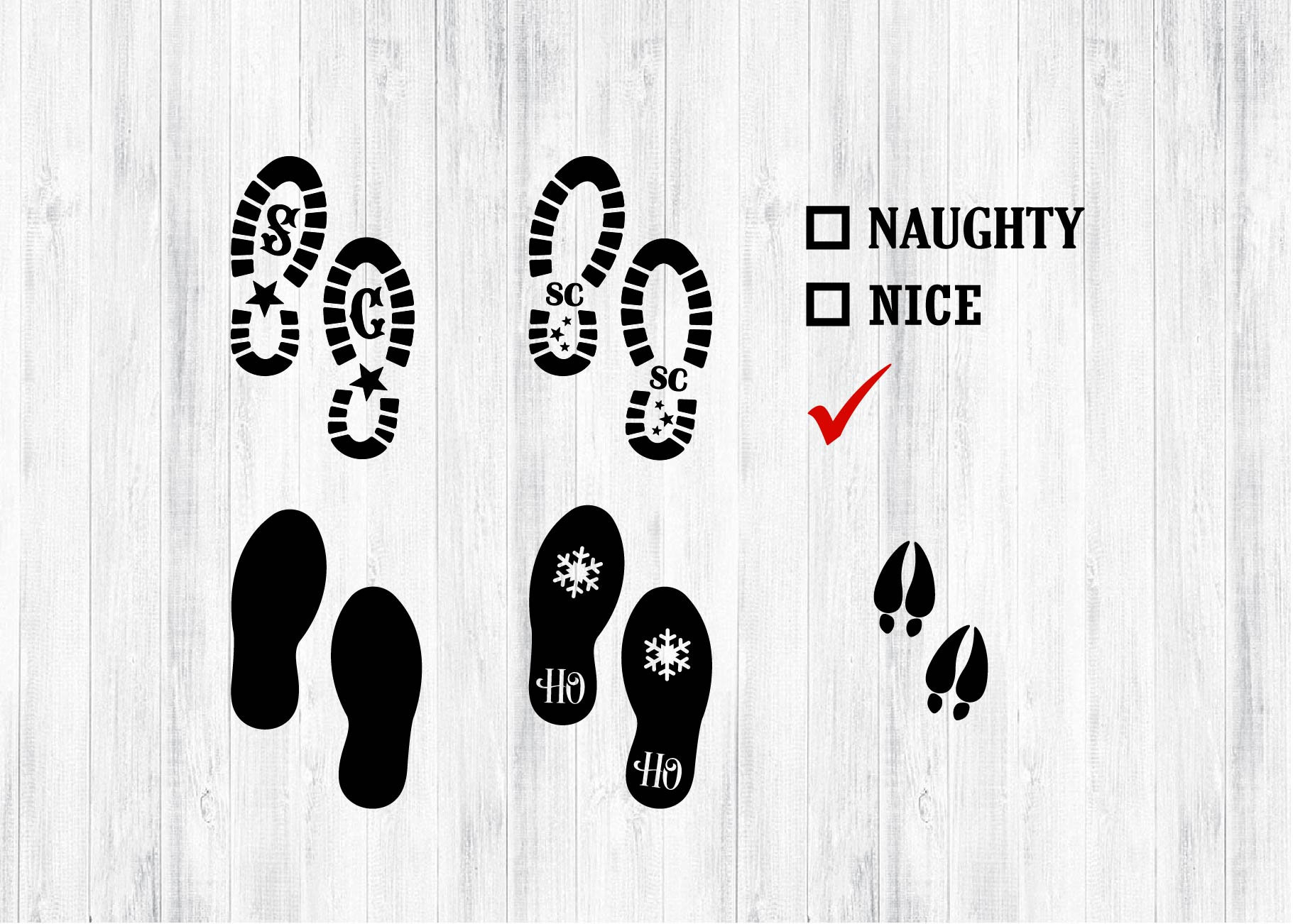 Santa's Footprints SVG PNG, Santa Shoes Bundle, Santa Reindeer ...