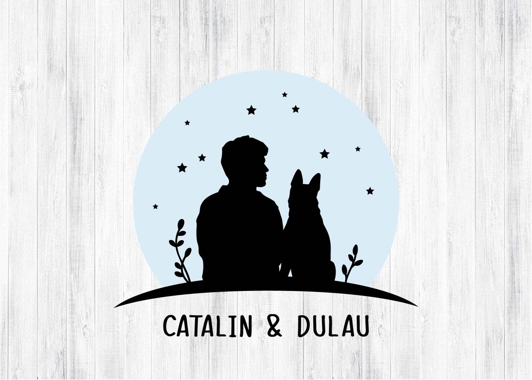 Man With His Dog SVG PNG for Cricut and Silhouette Dog Frame - Etsy