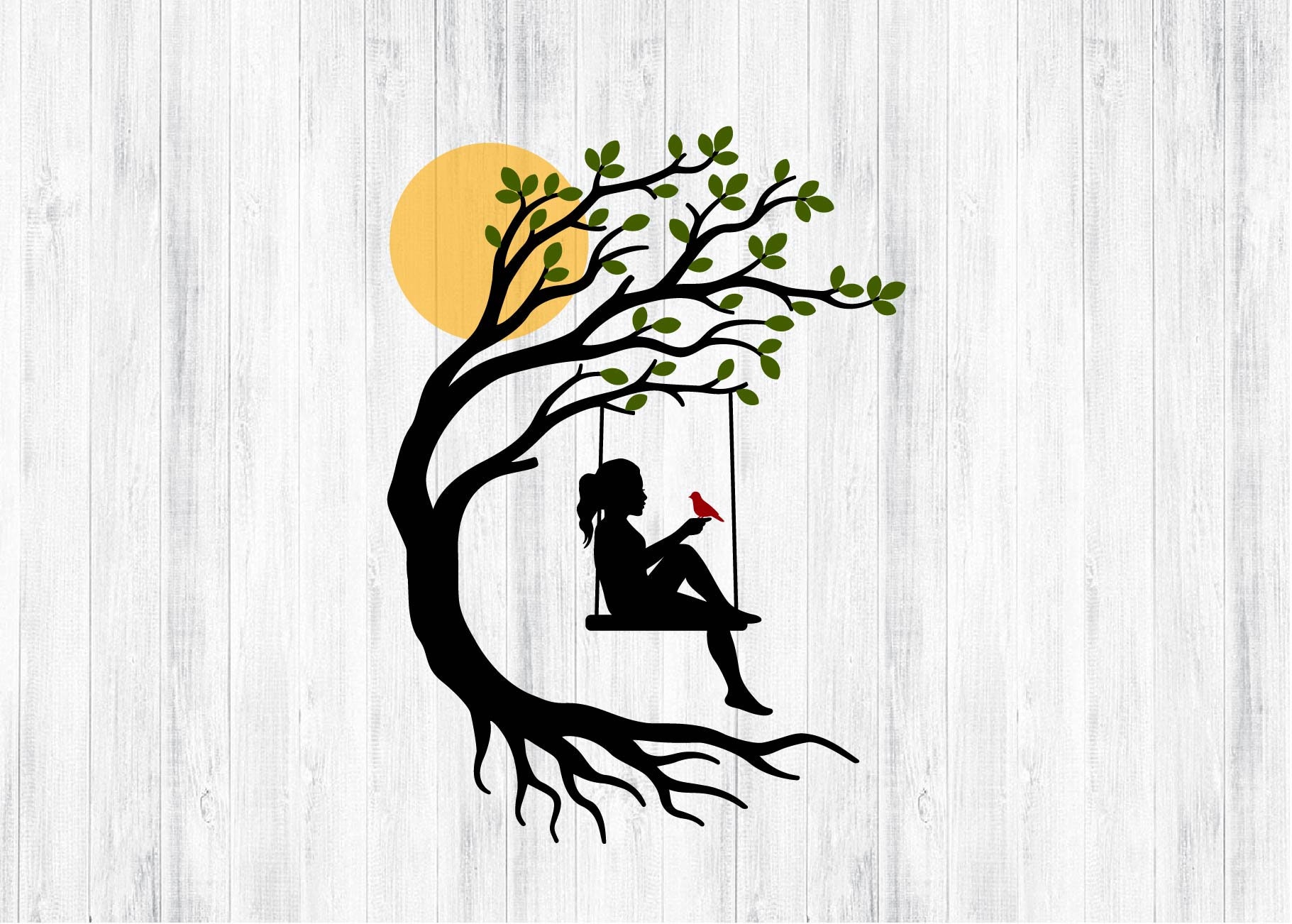 Girl on a Swing Svg, Swing Tree Svg, Swing File Cut, Swing Silhouette ...