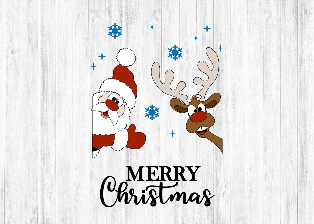 Merry Christmas Santa and Rudolph Frame SVG PNG, Christmas Reindeer Svg ...