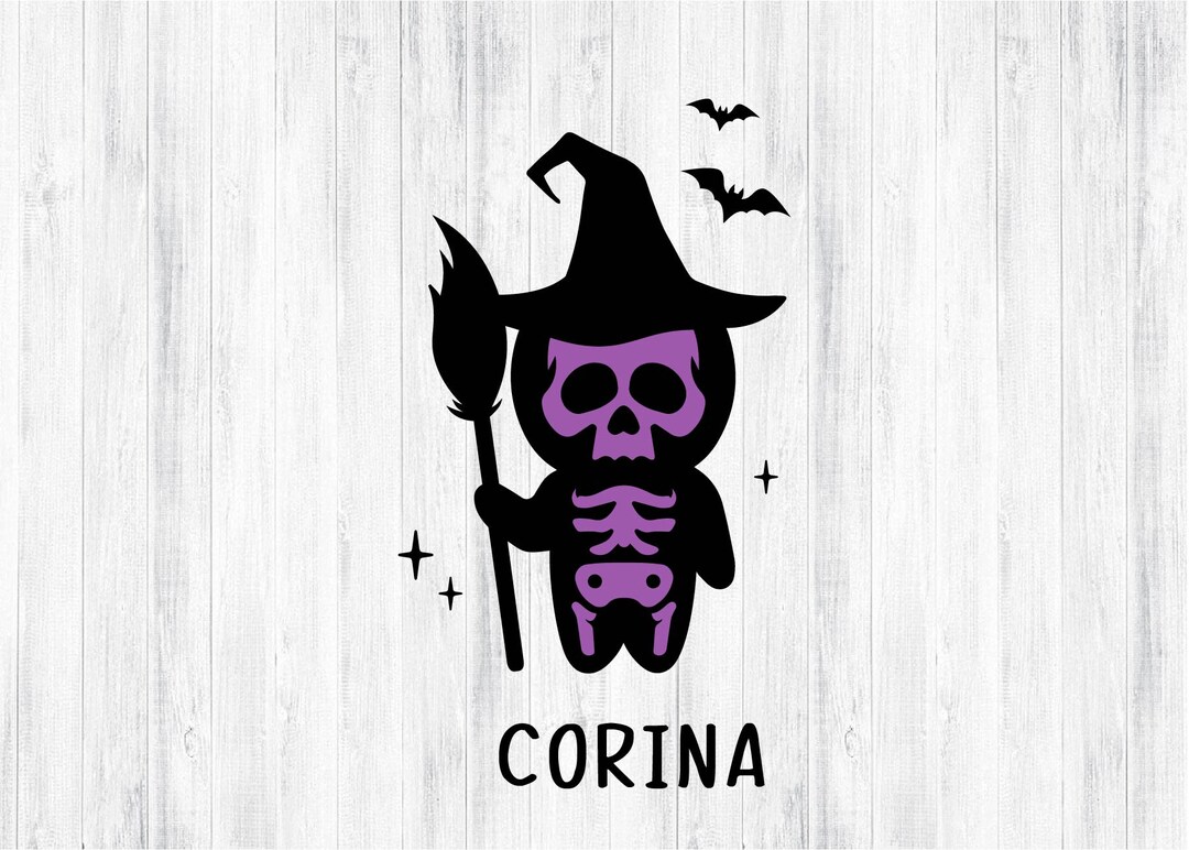 Halloween Skeleton Witch SVG PNG, Witch Name Svg, Witch File Cut ...