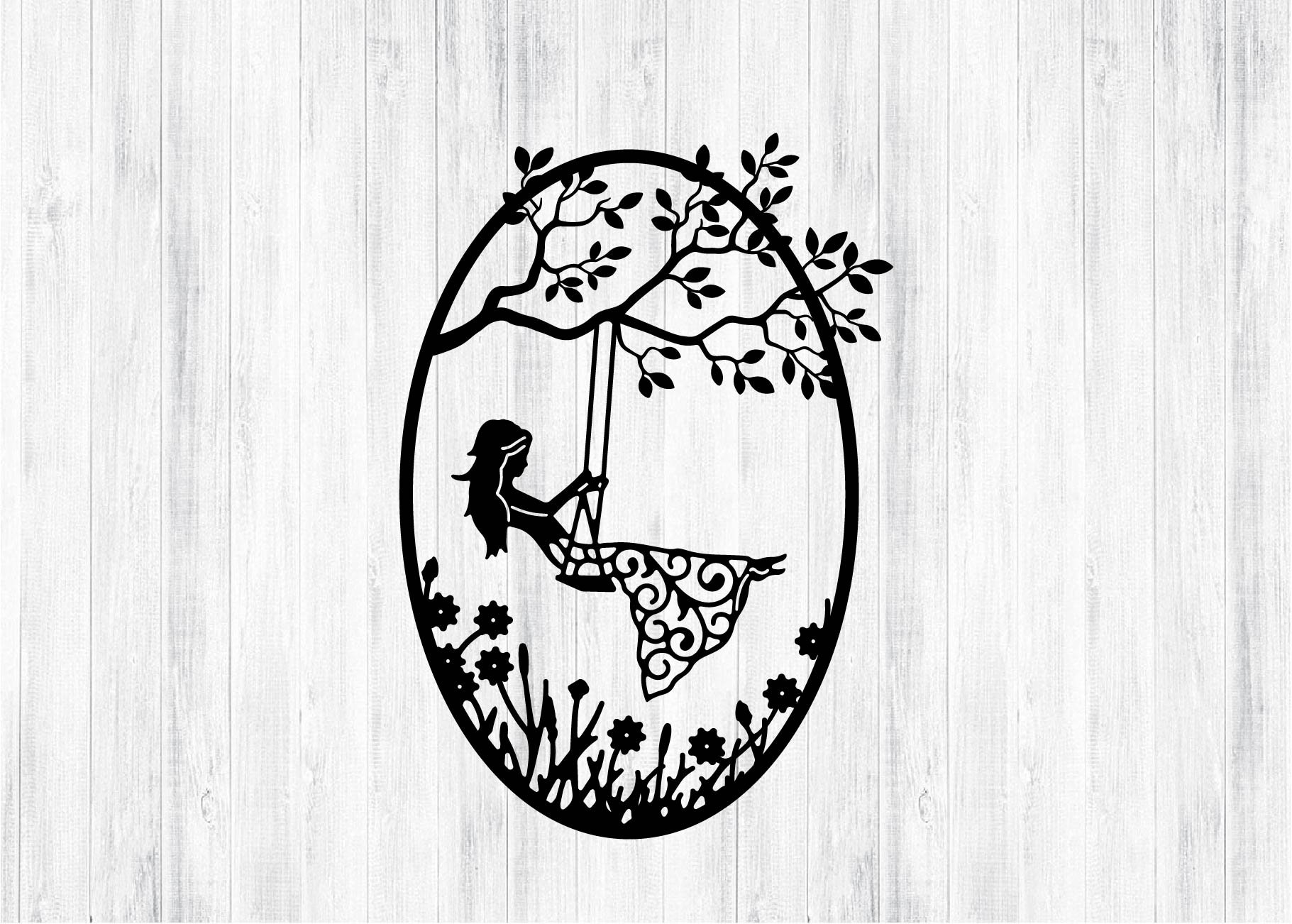 Lady in a Swing SVG PNG for Cricut and Silhouette, Swing Svg, Swing ...