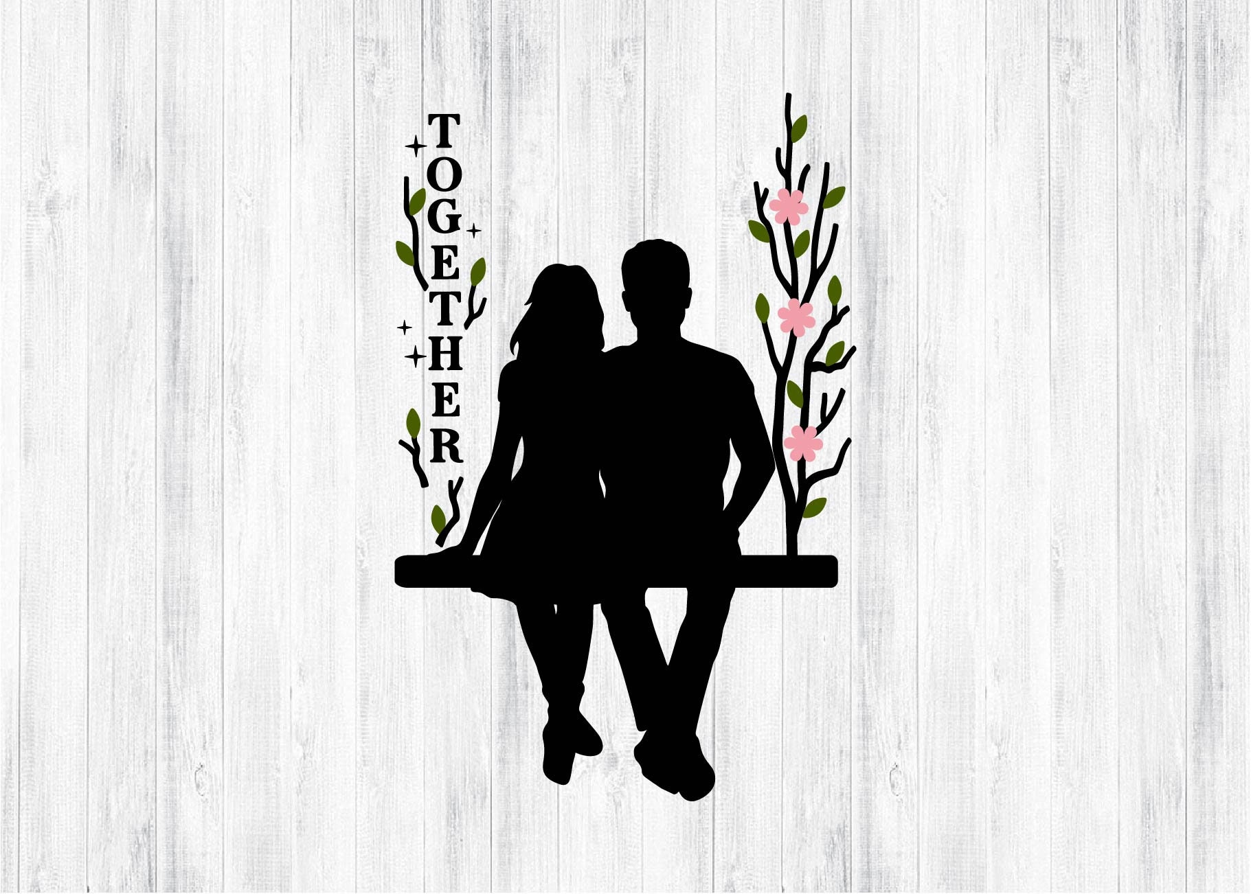 Couple on a Swing Svg, Couple File Cut, Couple Silhouette, Swing File ...