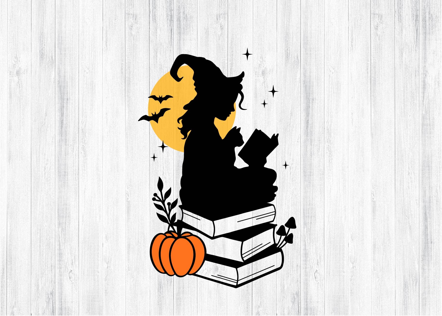 Halloween Witch Reading SVG PNG Spell Book Svg Halloween - Etsy