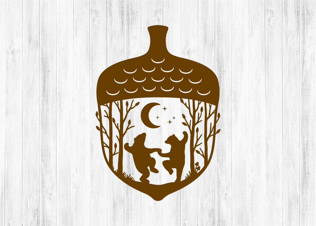 Dancing Bears Inside Acorn SVG PNG for Cricut and Silhouette, Acorn Svg ...