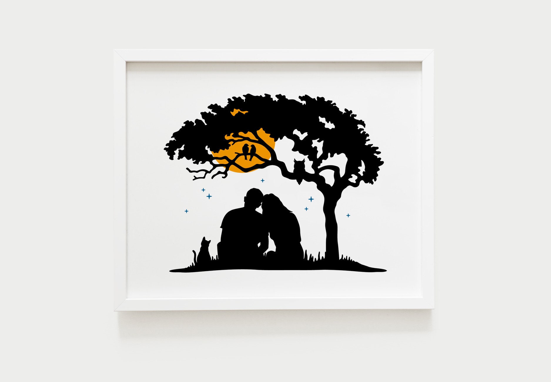 Couple Under the Tree SVG PNG for Cricut and Silhouette, Couple Clipart ...