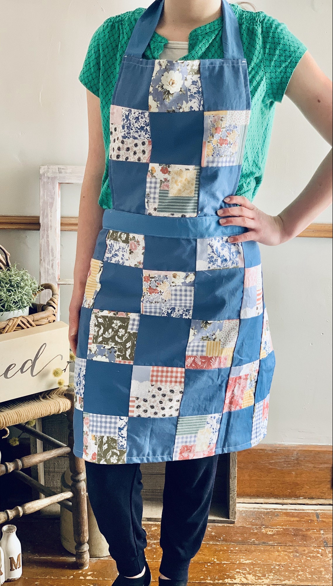 Handmade Patchwork Apron for Woman (blue Tea Party) - Etsy