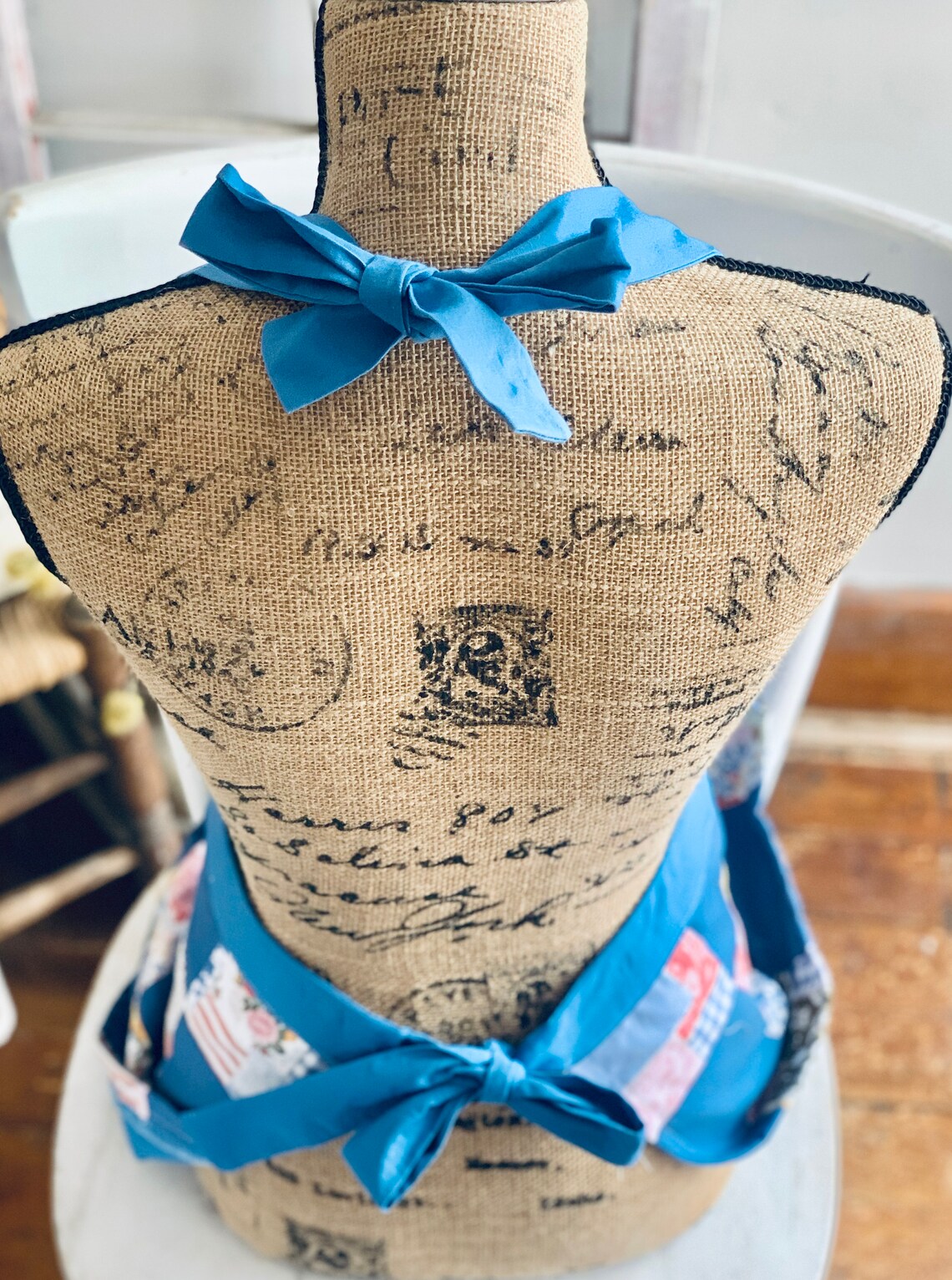 Handmade Patchwork Apron for Woman (blue Tea Party) - Etsy