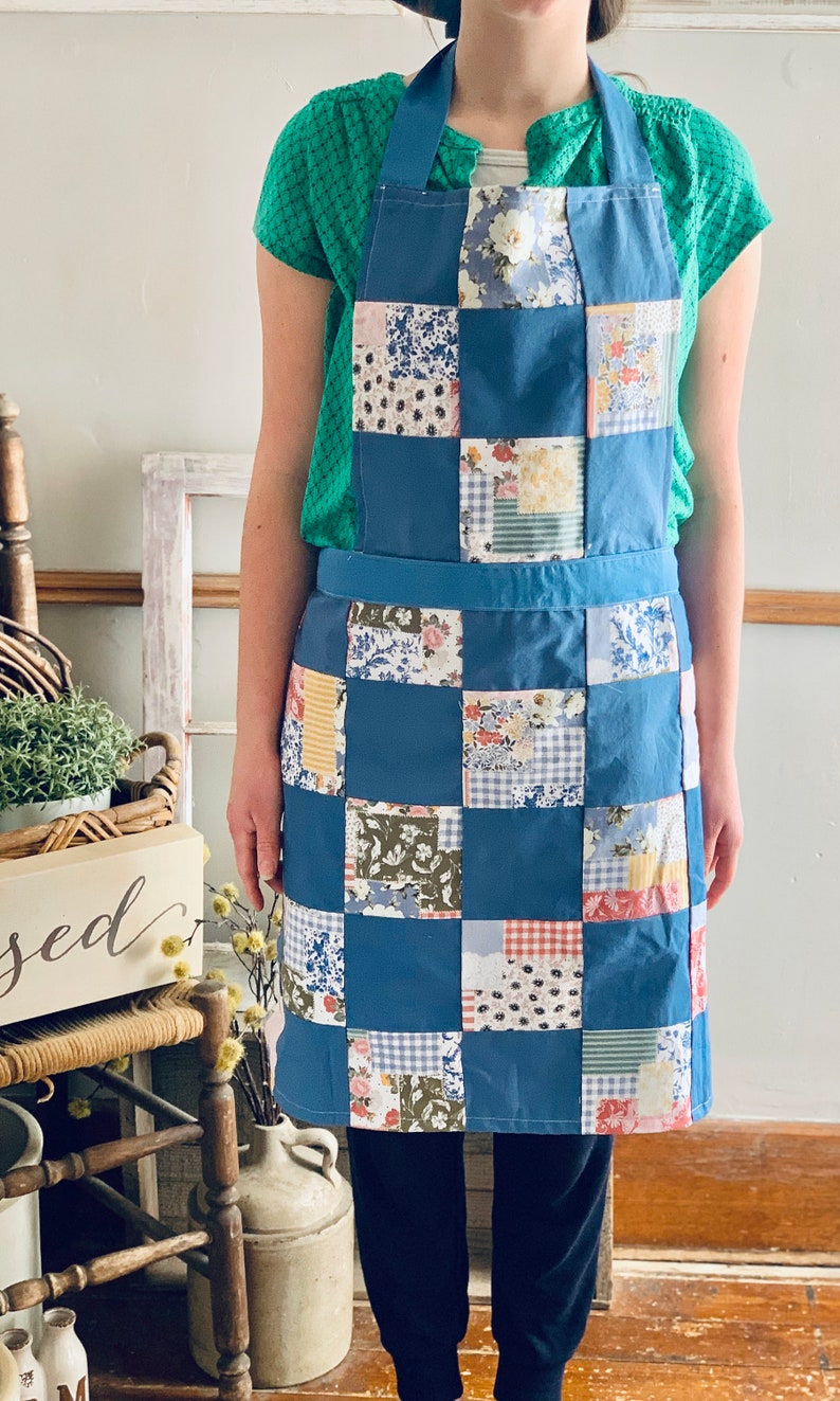 Handmade Patchwork Apron for Woman (blue Tea Party) - Etsy