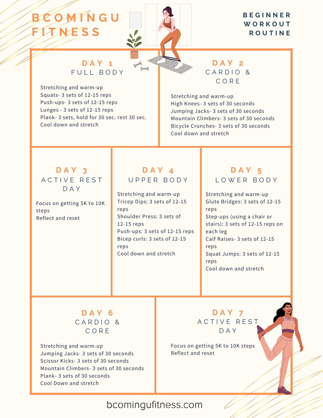 Digital Workout Routine for Beginners - Etsy