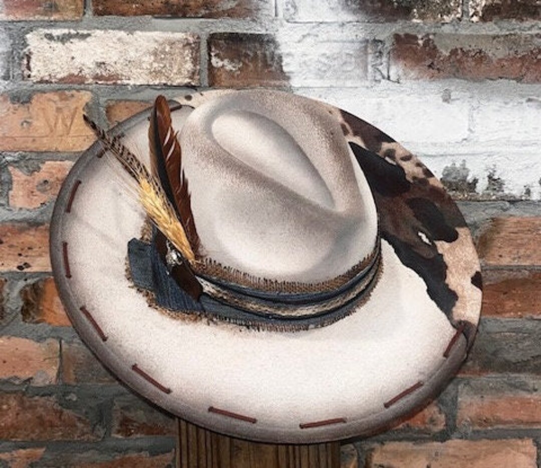 Yellowstone Custom Burned Hat. Western Wide Brim Cowboy Hat - Etsy