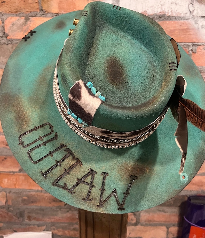 Outlaw Country Turquoise Custom Wool Rancher Hat - Etsy