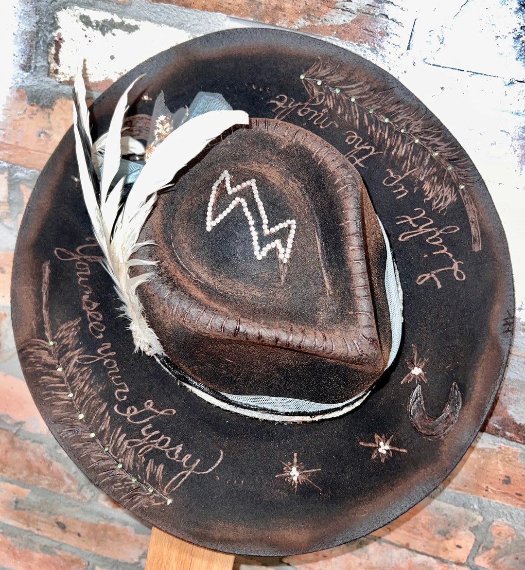 Gypsy Custom Burned Hat. - Etsy
