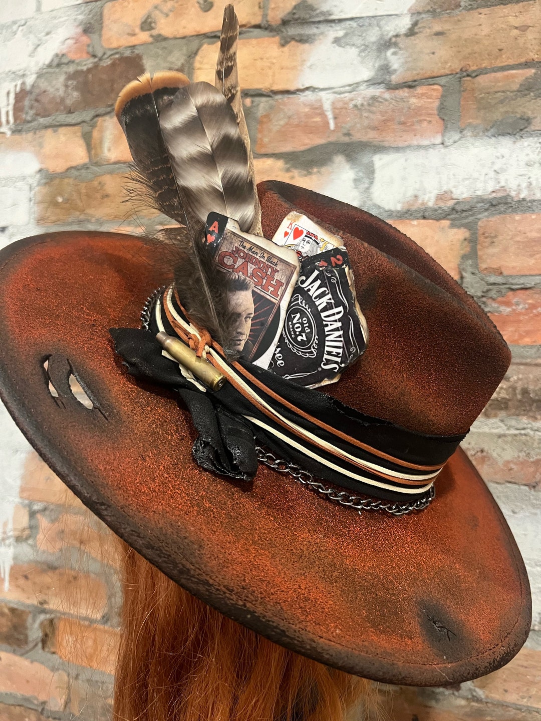 Cash Custom Burned Hat. - Etsy