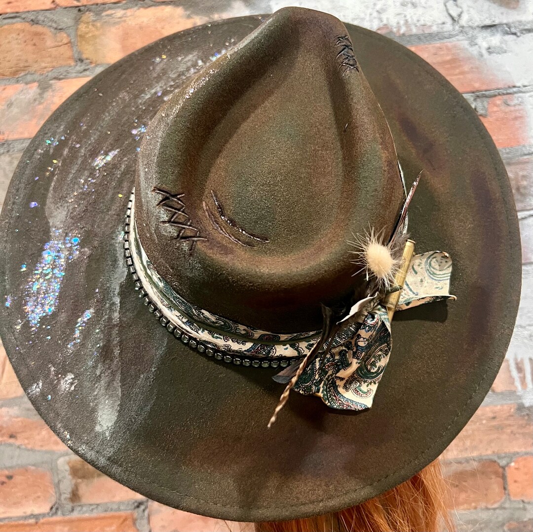 Unique Sutton Rancher Hat Handcrafted With Custom Burned Design Cowgirl ...