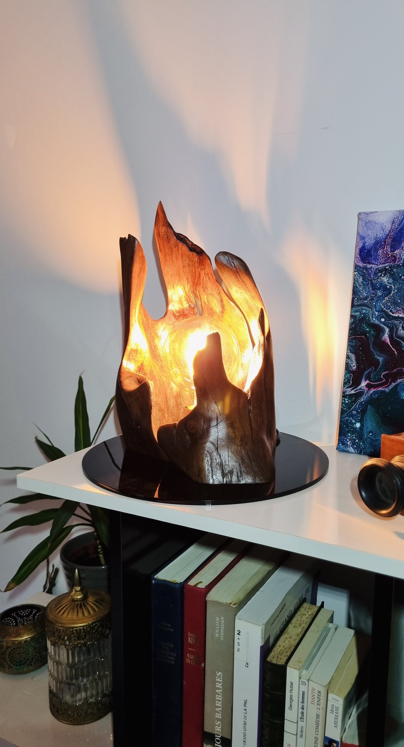 Handmade Designer Lamp, Solid Oak, Vintage Connected Bulb and Acrylic ...