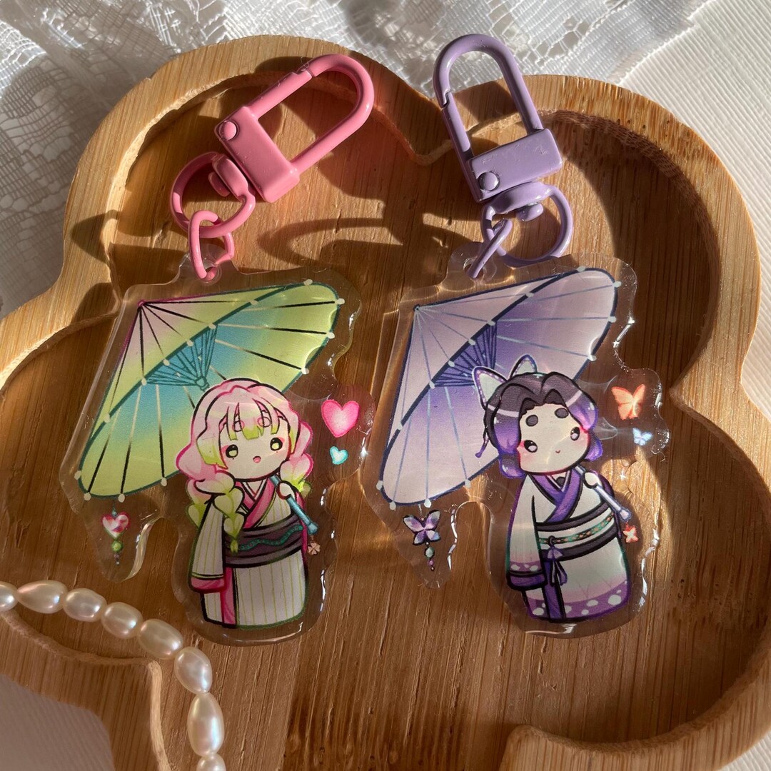 Kimetsu No Yaiba Demon Slayer Shinobu Mitsuri Acrylic Epoxy Keychain ...