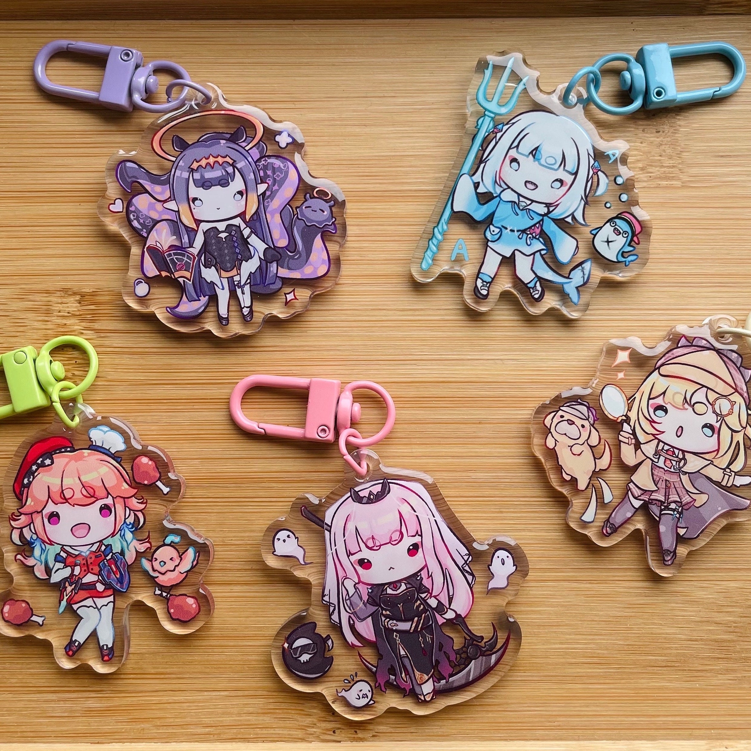 Hololive EN Acrylic Keychain Gawr Gura Mori Calliope Kiara - Etsy