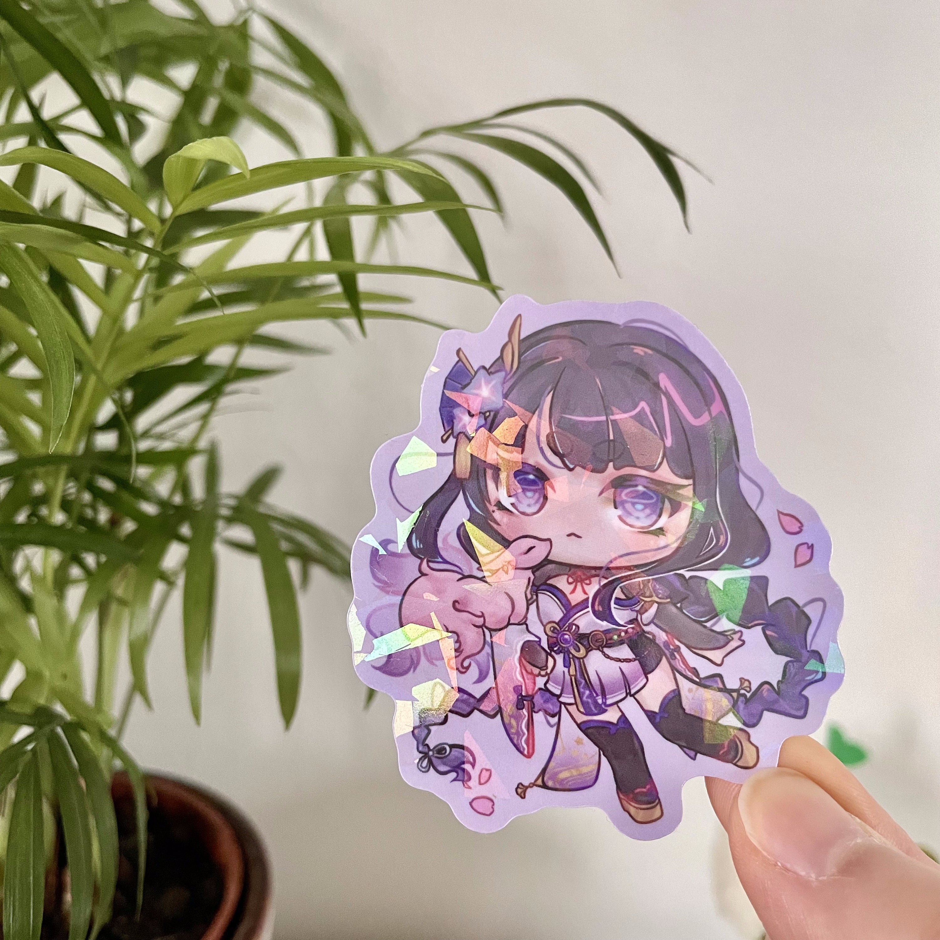 Holographic Genshin Impact Vinyl Stickers Ayaka Ganyu Hu Tao Raiden ...