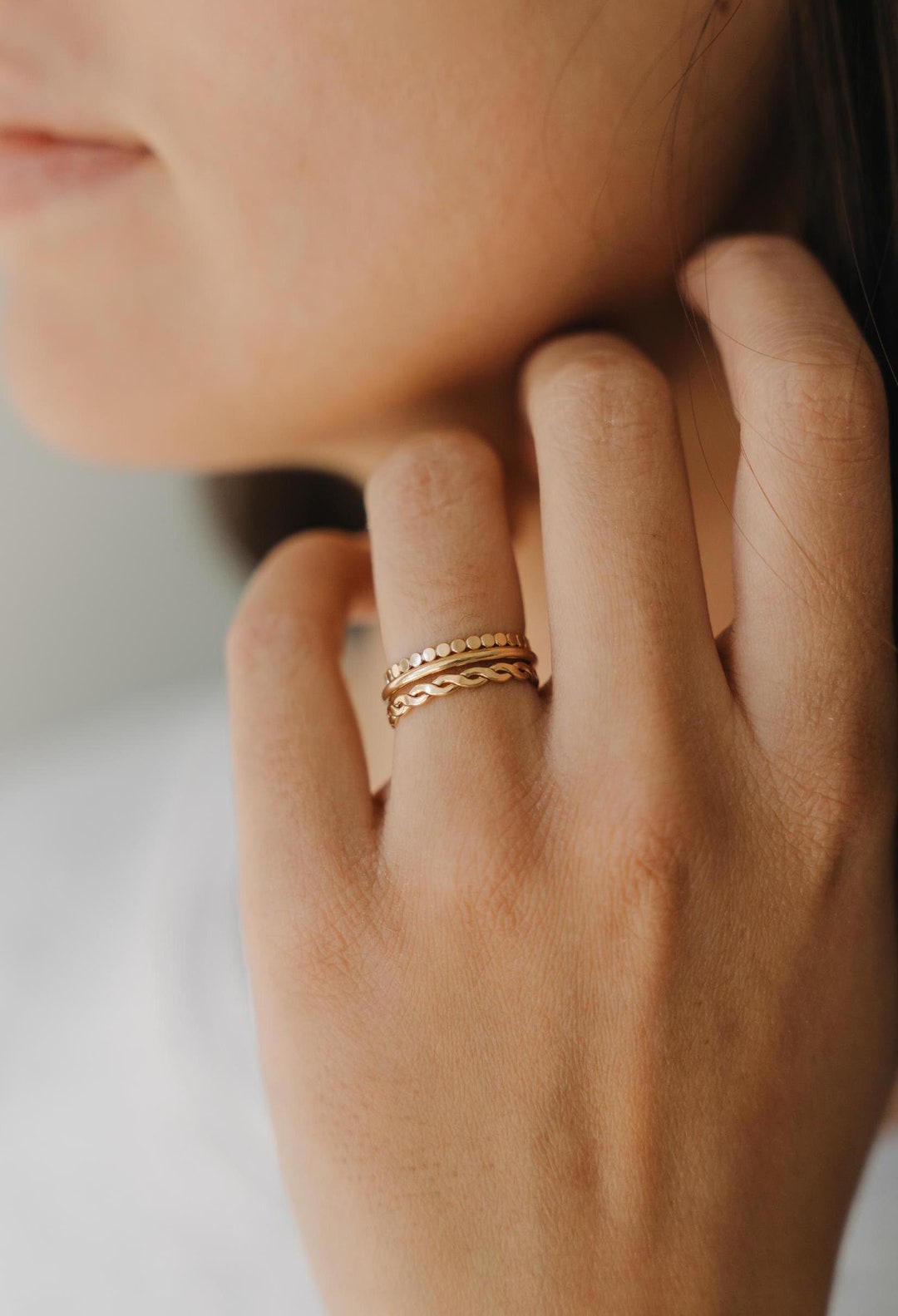 Simple 3 Ring Set • 14k Gold Filled • Stacking Rings • Stackable Rings ...