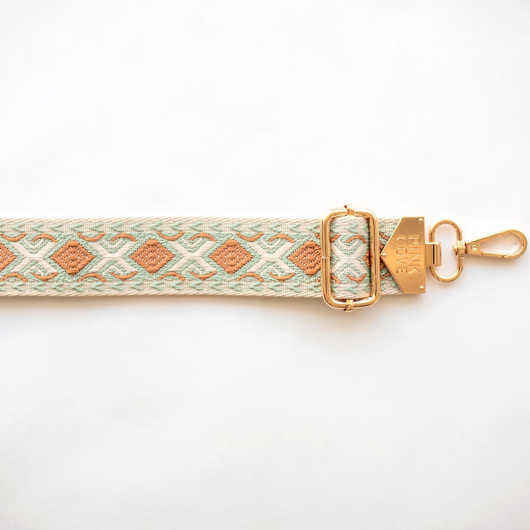Almond Mint Patterned Bag Strap: Adjustable Crossbody Camera Strap - Etsy