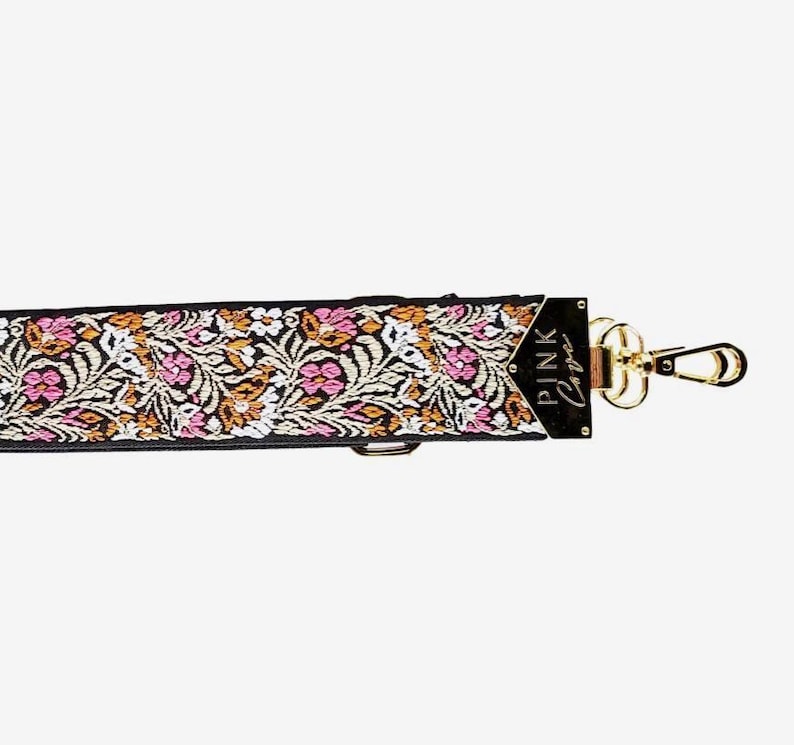 Embroidered Floral Bag Strap: Adjustable Jacquard Crossbody or Guitar ...