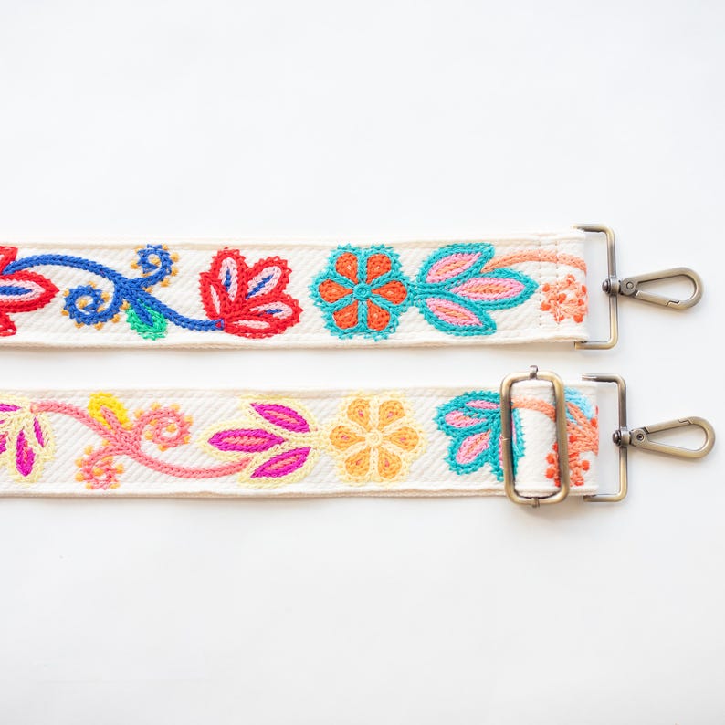 Embroidered Floral Bag Straps • Crossbody Adjustable Shoulder Strap ...