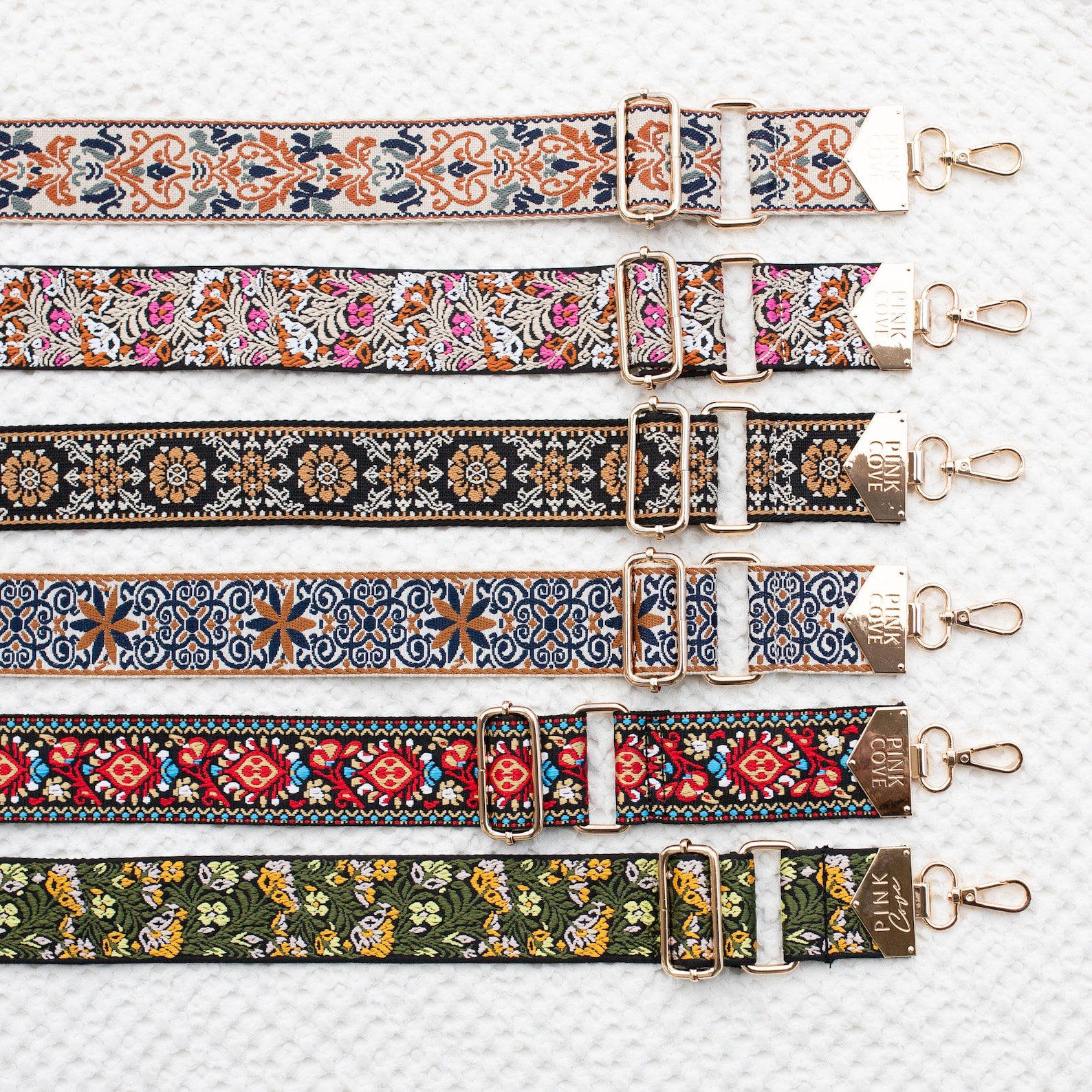 Embroidered Floral Bag Strap: Adjustable Jacquard Crossbody or Guitar ...