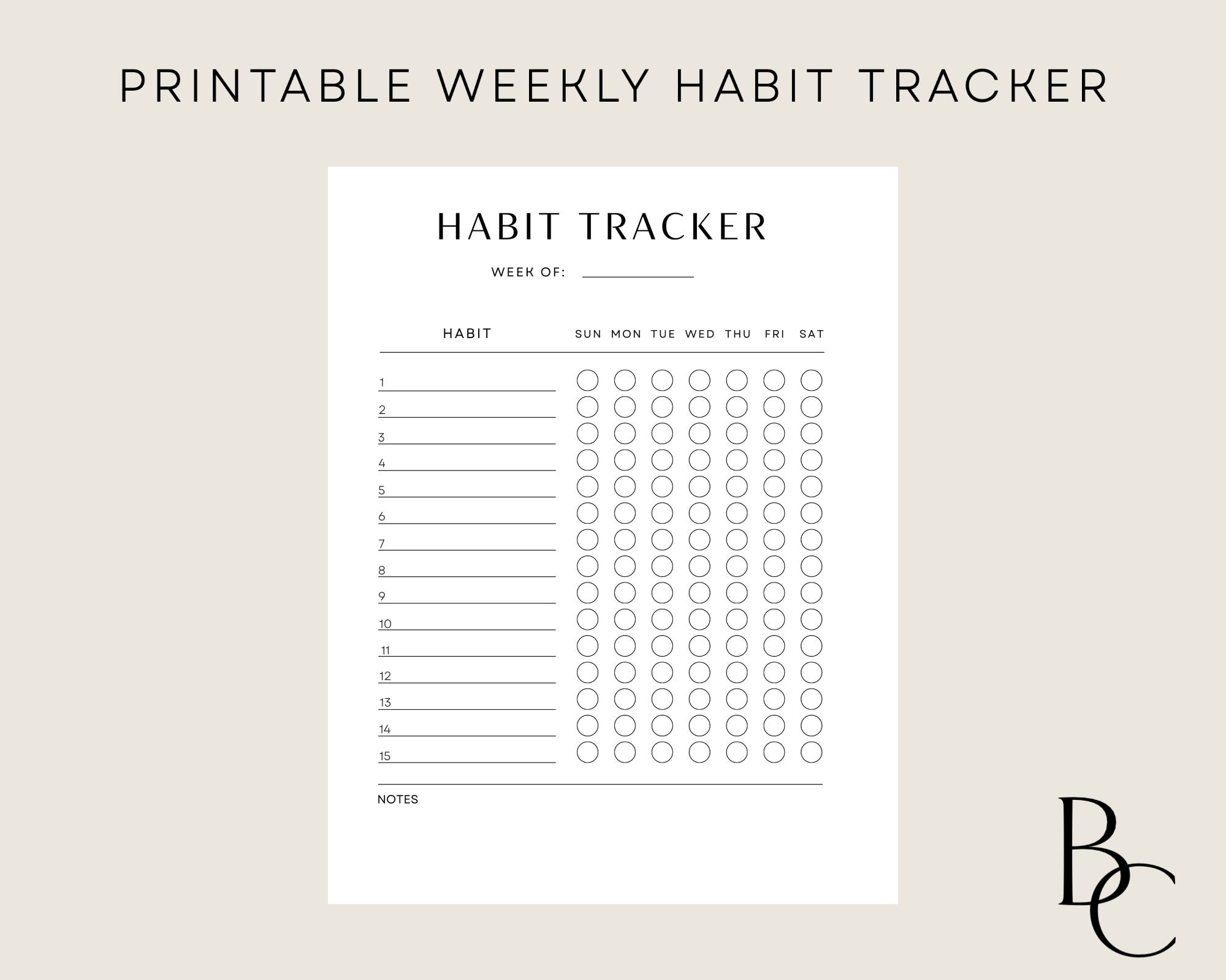 Weekly Habit Tracker Printable, Planner Insert, Instant Download, A4 ...