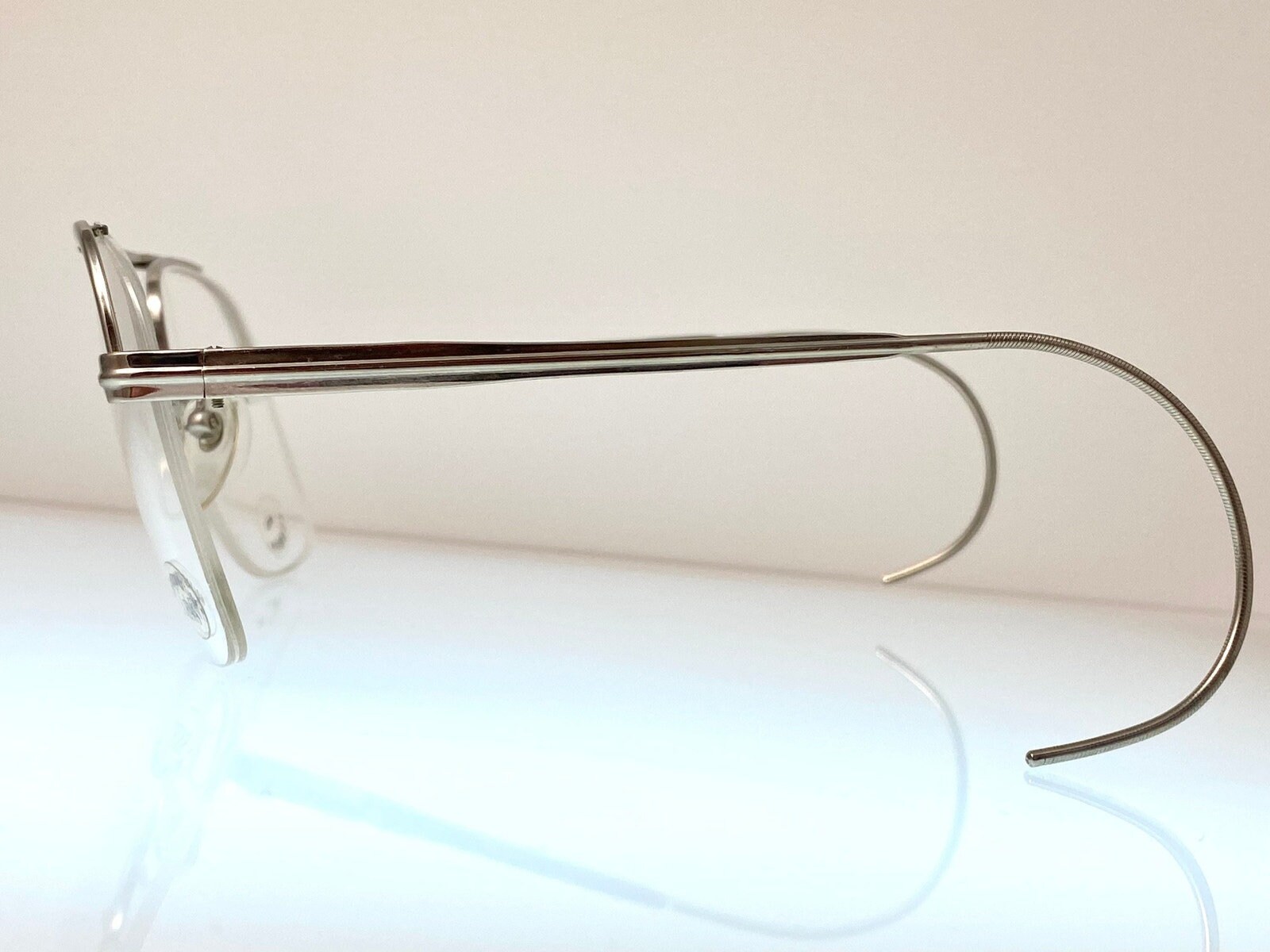 Brillen Aviator Cable Temple Matte Shiny Silver 1980s Vintage New Old ...