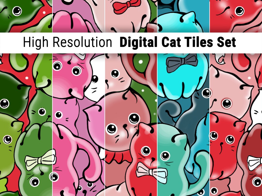Kitten Digital Tiles Seamless Digital Pattern Digital Cat Tiles Set ...