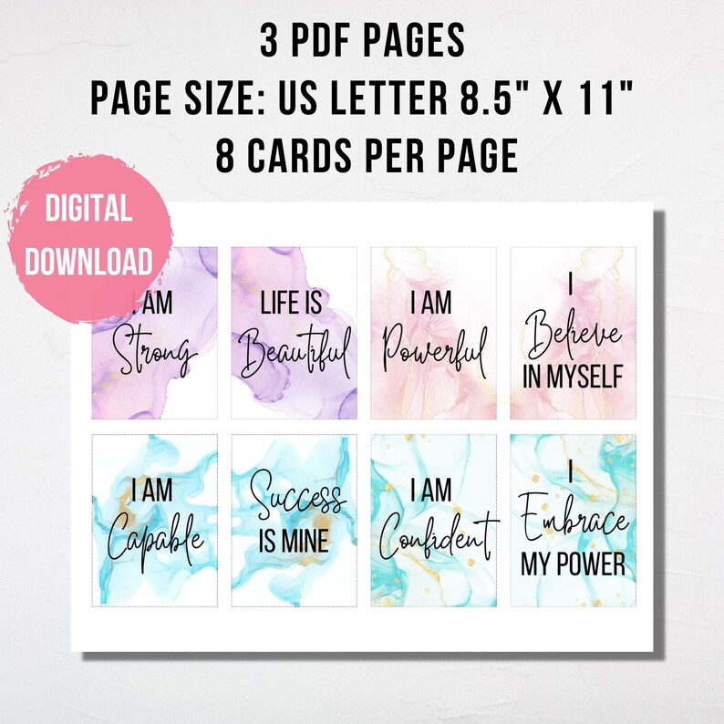 Positive Affirmation Card Deck | Printable Cards, Digital ...