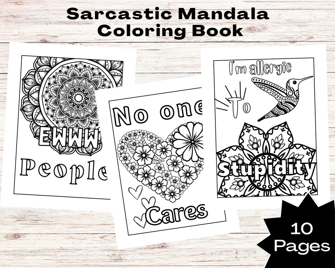 Adult Coloring Book Sarcastic Mandala Coloring Sheets - Etsy