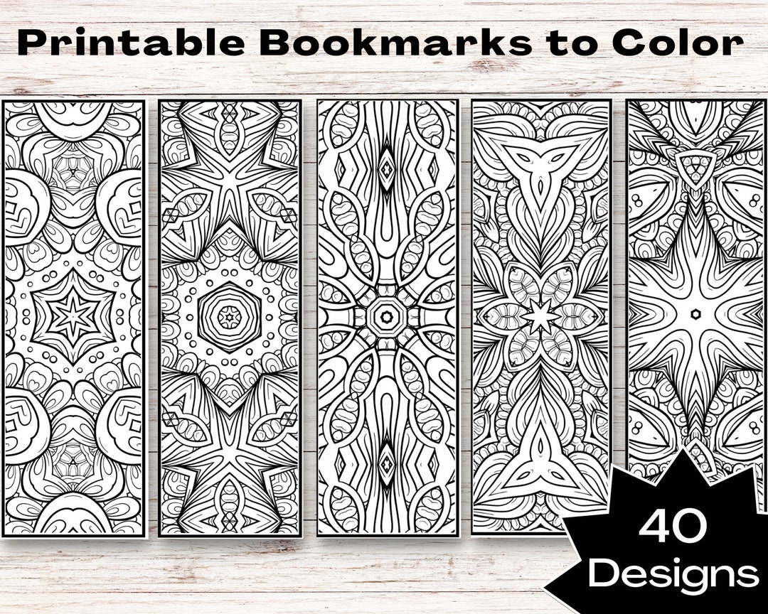 Printable Bookmarks to Color | 40 Colorable Book Marks for Book Lovers ...