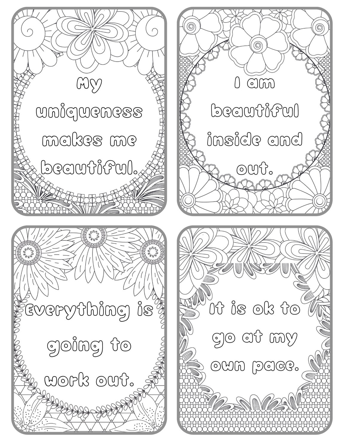 Printable Affirmation Cards | Colorable Self Love Deck for Women, Men ...
