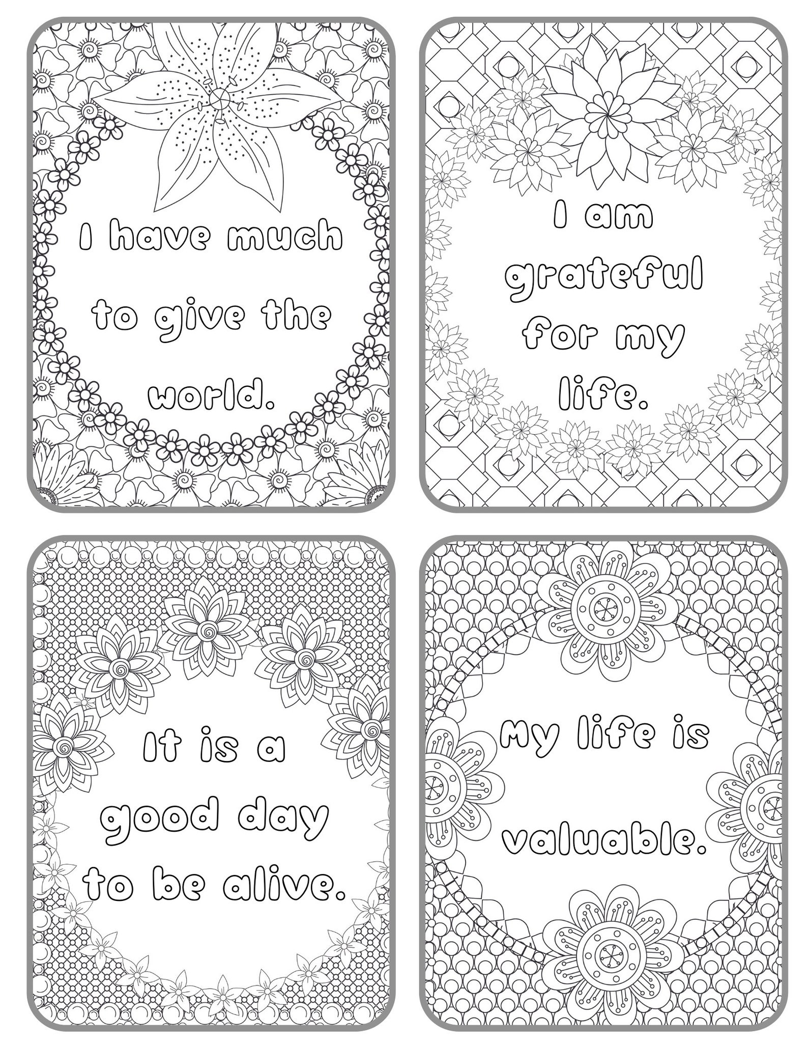 Printable Affirmation Cards | Colorable Self Love Deck for Women, Men ...