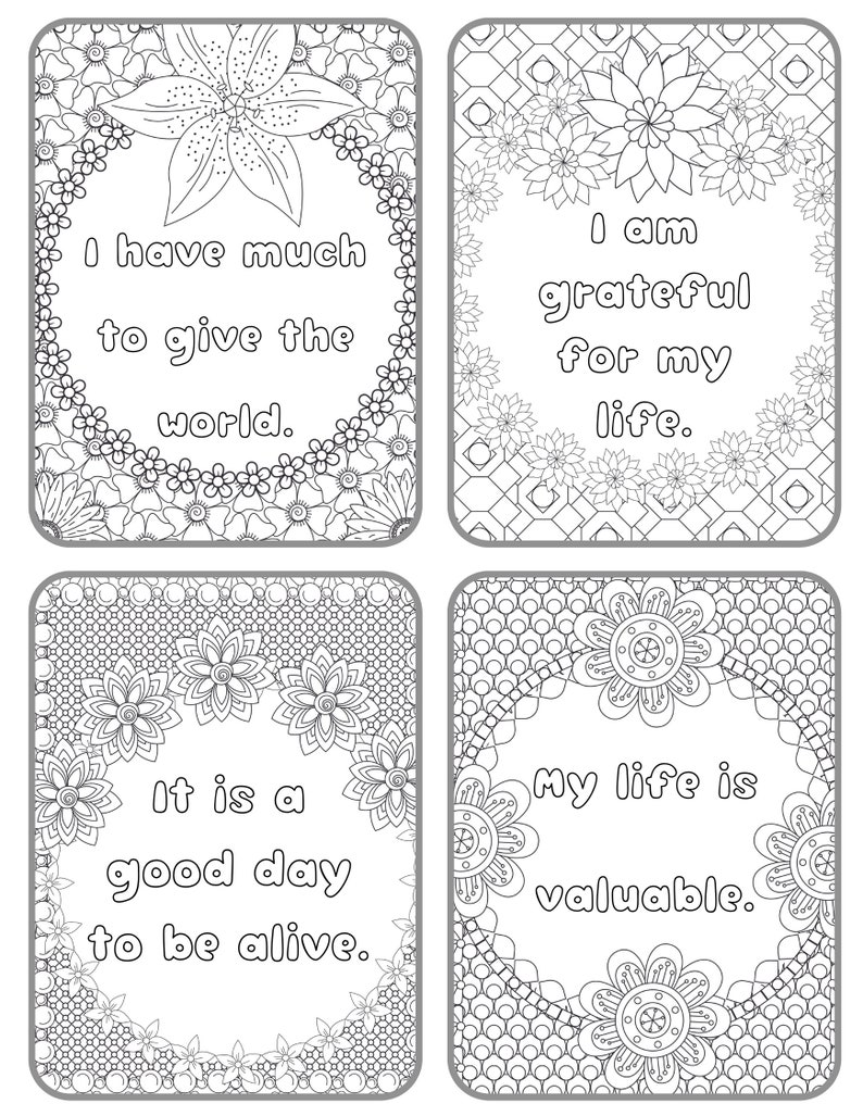 Printable Affirmation Cards | Colorable Self Love Deck for Women, Men ...