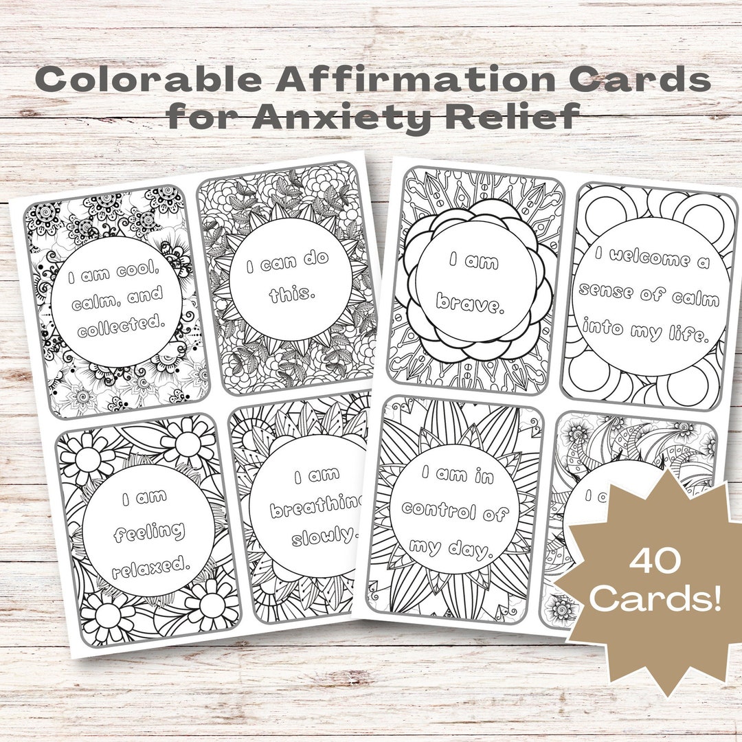 Colorable Affirmation Cards Printable | Mindfulness Gift for Practicing ...