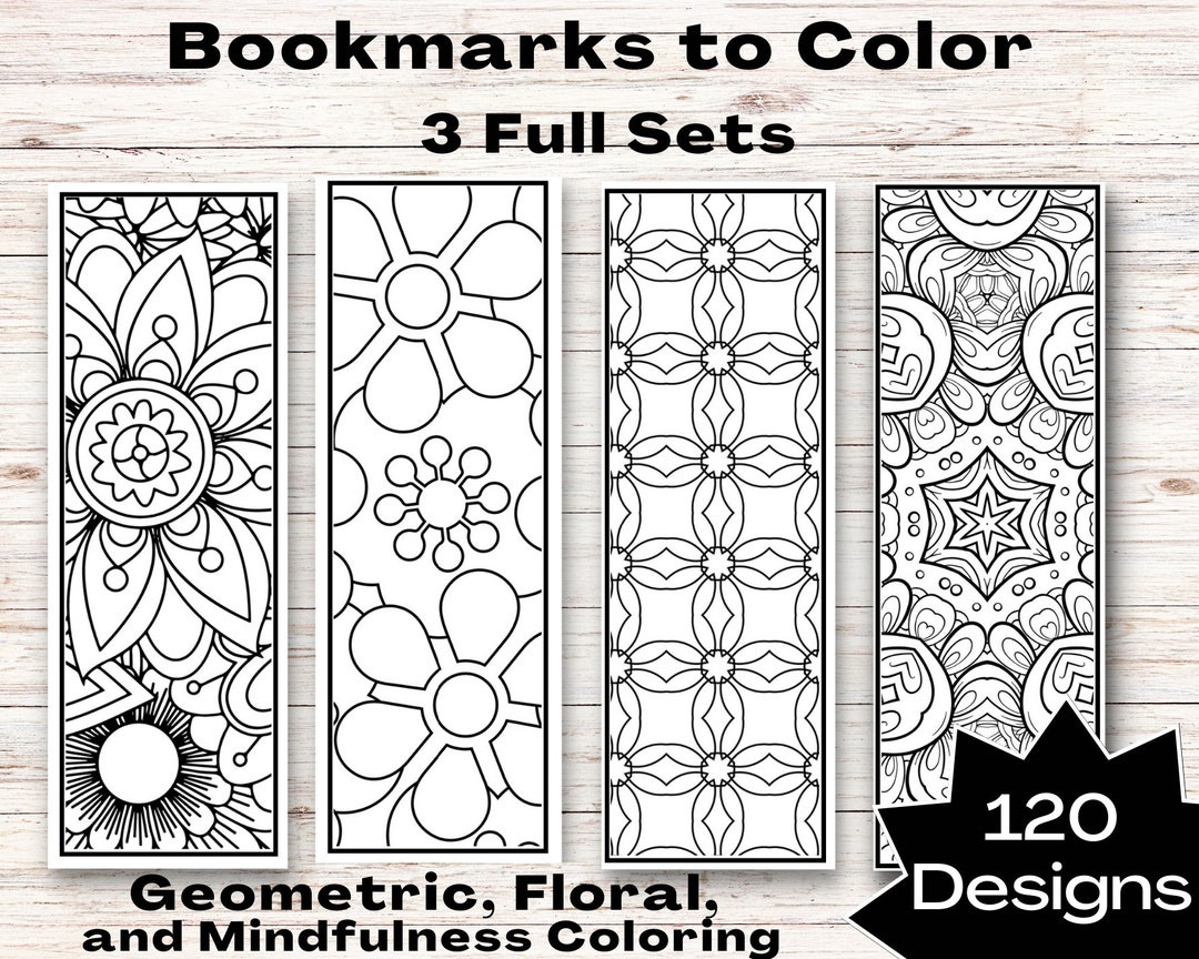 Printable Coloring Bookmarks | Bundle 120 Designs | Geometric Floral ...