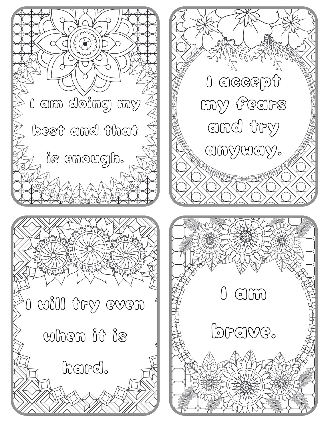 Printable Affirmation Cards | Colorable Self Love Deck for Women, Men ...