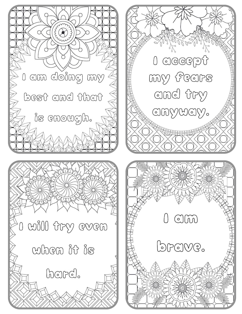 Printable Affirmation Cards | Colorable Self Love Deck for Women, Men ...