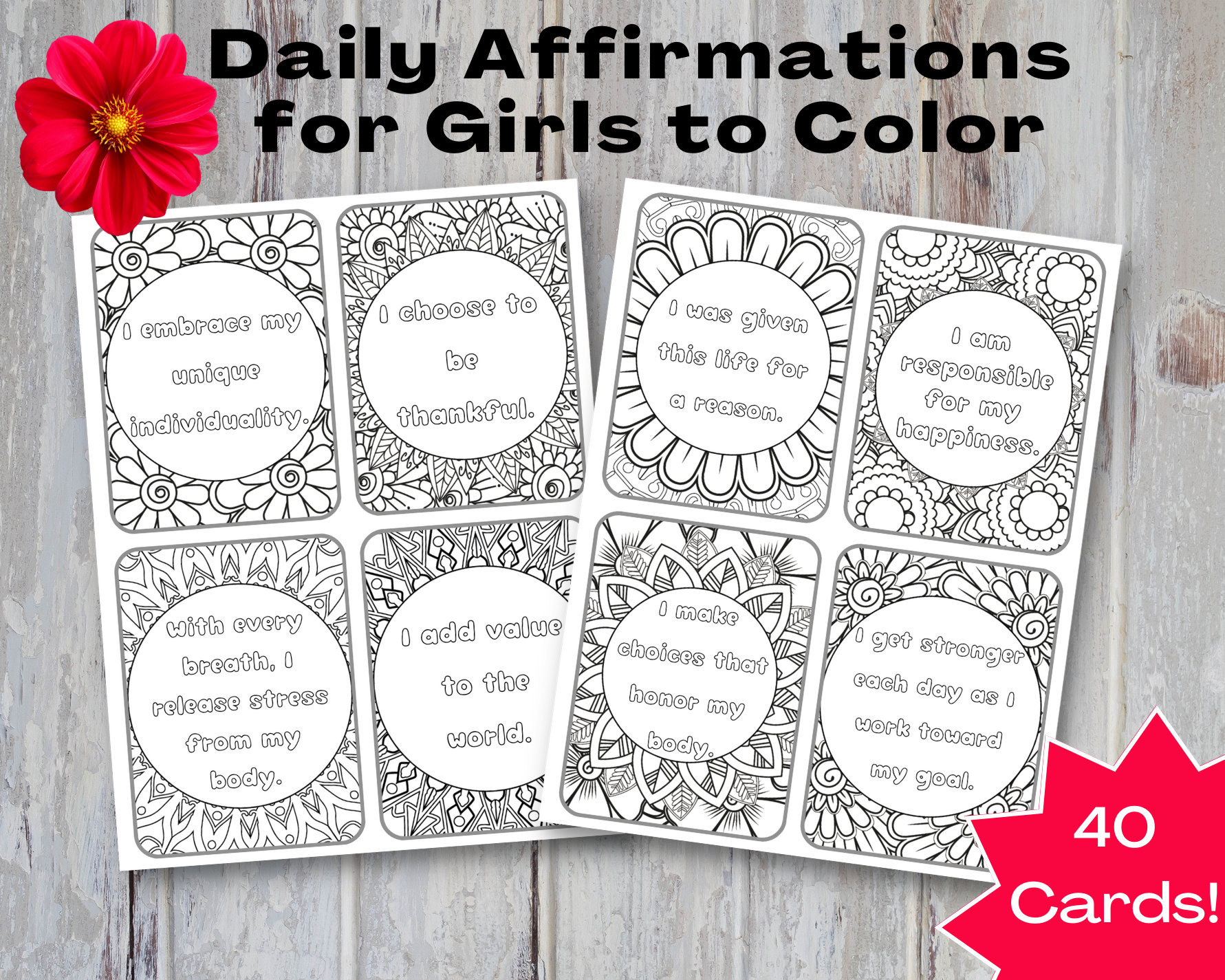 Printable Encouragement Cards for Girls / Colorable Daily - Etsy