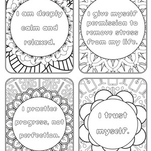 Colorable Affirmation Cards Printable | Mindfulness Gift for Practicing ...